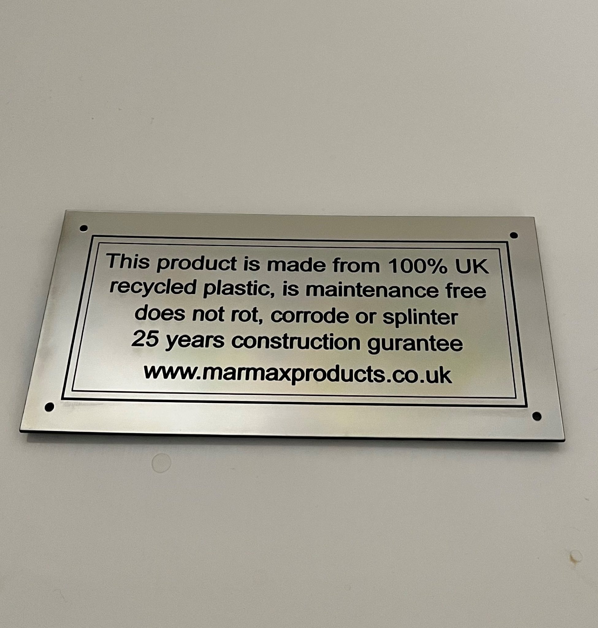 Commemorative plaque - Marmax Recycled Plastic Products UK